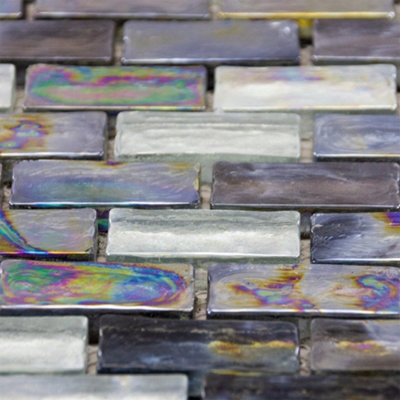 Luxury Textured Iridescent Slate, Grey & Pearl Glass Mosaic Wall Tiles ...