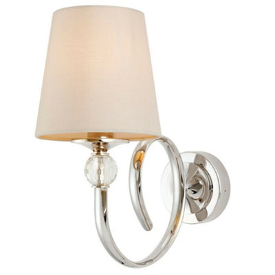 Luxury Traditional Curved Arm Wall Light Bright Nickel Crystal & Marble ...