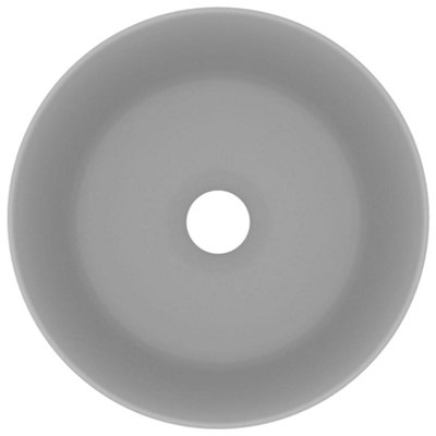 Luxury Wash Basin Round Matt Light Grey 40x15 cm Ceramic