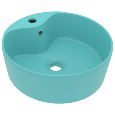 Luxury Wash Basin with Overflow Matt Light Green 36x13 cm Ceramic