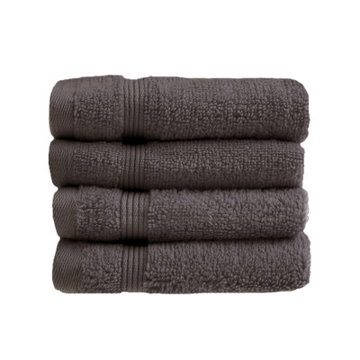 Luxury Zero Twist Egyptian Cotton 4 Pack Face Cloths - Charcoal Grey