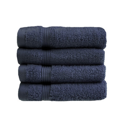 Luxury Zero Twist Egyptian Cotton 4 Pack Face Cloths - Navy