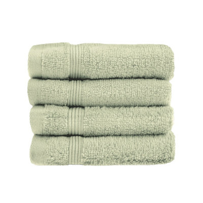 Luxury Zero Twist Egyptian Cotton 4 Pack Face Cloths - Sage Green