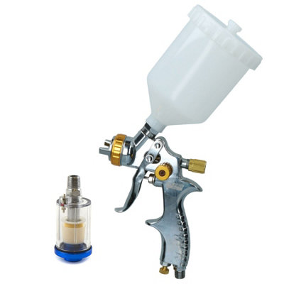 LVLP Gravity Feed Spray Gun 1.4mm Nozzle 1/4" BSP In Line Moisture Trap ...