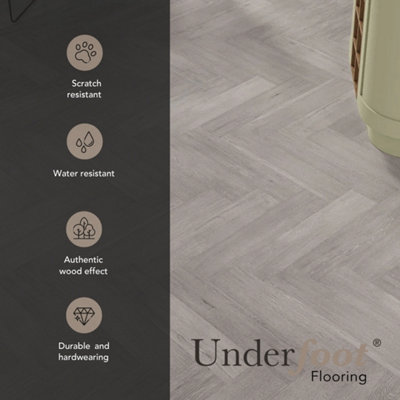 LVT Luxury Vinyl Tile Herringbone Flooring Waterproof Click Fit Wood ...