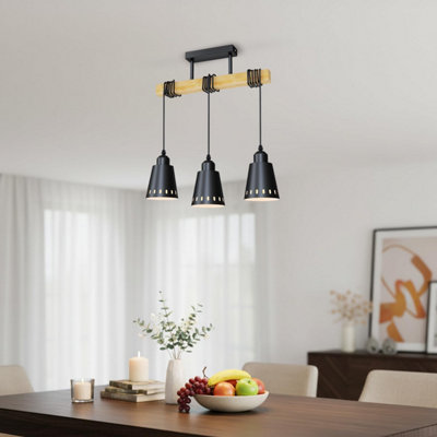 Lvwit Black Hanging Lights,Kitchen Island Lights,Pendant Lighting,Wood ...