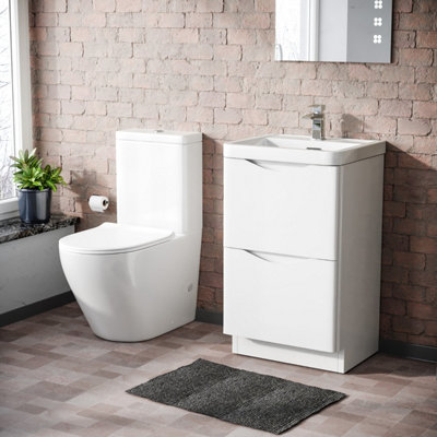 Lyndon 500 mm White Basin Vanity Unit and Rimless Close Coupled Toilet ...
