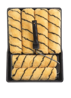 Lynwood 9" Tiger Stripe Paint Roller Tray Set 6 Sleeves | DIY at B&Q