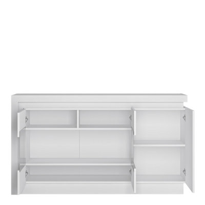 Lyon 3 door glazed sideboard (including LED lighting) in White and High ...