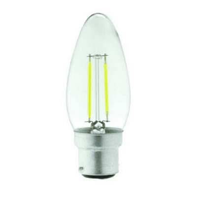 Lyveco BC Clear LED 2 Filament 240 Lumens Candle 2700K Light Bulb ...