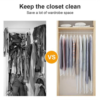 M-10Pcs Clear Polythene Garment Covers Suit Dress Coat Dust Protector ...