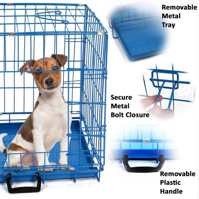 M 30inch Foldable Blue Dog Cage | DIY at B&Q