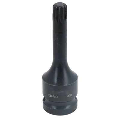 M10 x 78mm Spline Bit Triple Square Impacted Extra Long 1/2" Drive Male ...
