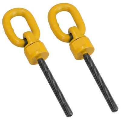 M12 x 110mm Swivel Rotating Lifting Point Eye Bolt Ring 0.5t Capacity 2pc