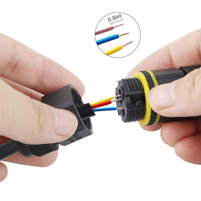 M16 3 Pin IP68 Waterproof Junction Box Cable Case Electrical Connector 240V