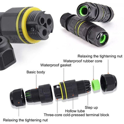 M16 3 Pin IP68 Waterproof Junction Box Cable Case Electrical Connector 240V