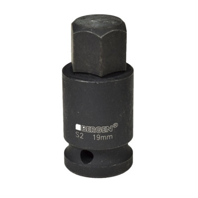 M19 x 55mm 1/2" Drive Short Impact Impacted Allen Hex Key Socket 19mm ...
