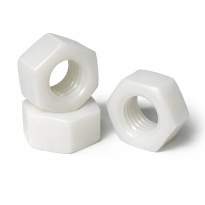 M20 - Pack of 100 - DIN 34814 - White Plastic Nylon Nuts - H09B