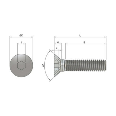 M3 x 6mm Socket Countersunk Screws Hex Allen Screw Bolts 10.9 High ...