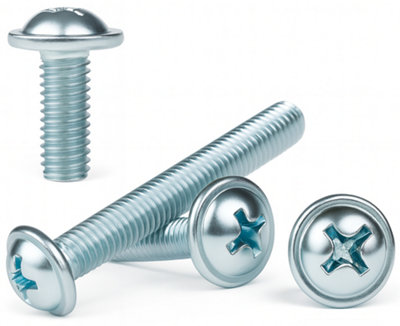 M4 (4mm x 10mm) - Pack of 100 - DIN 967 - Flanged Zinc Machine Button ...