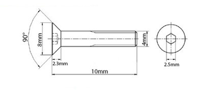 M4 (4mm x 10mm) - Pack of 50 - ISO 10642 - Hexagon Socket Countersunk ...