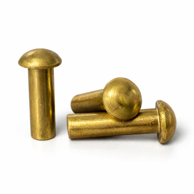 M4 (4mm x 20mm) - Pack of 50 - DIN 660 Solid Brass Round Head Rivets D01BC