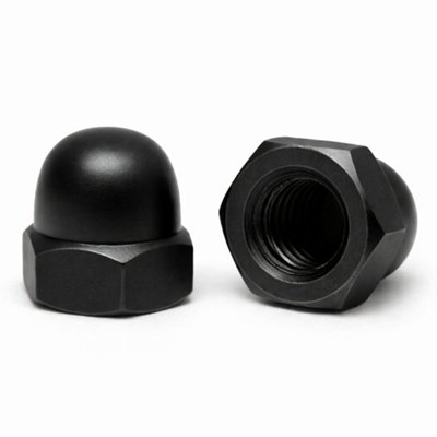 M4 - Pack of 50 - DIN 1587 - Black Zinc Flake Hexagon Domed Cap Nuts N06B