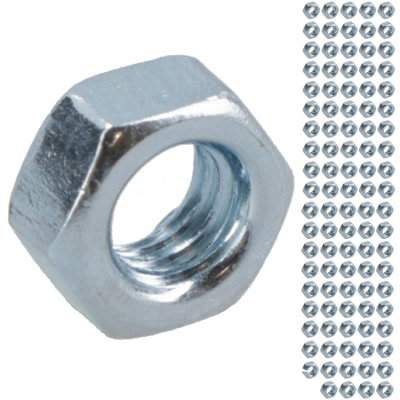 M4 x 0.7mm Hex Full Nut Fastener Hexagonal Metric Nuts Grade 8 Zinc ...