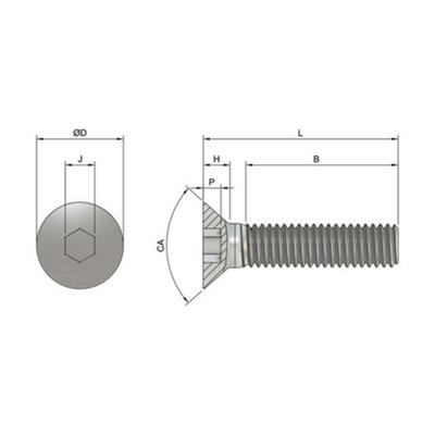 M4 x 16mm Length Countersunk CSK Allen Key Screws Stainless Steel A2 ...