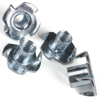 M4 x 8mm Captive Nuts ( Pack of: 100 ) Four Pronged Tee Nuts Steel Zinc ...
