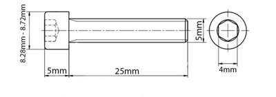M5 (5mm x 25mm) - Pack of 50 - ISO 4762 - Black Zinc Flake 8.8 Allen ...