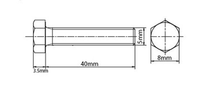 M5 (5mm x 40mm) - Pack of 100 - DIN 933 - Hexagon Head Bolts High ...