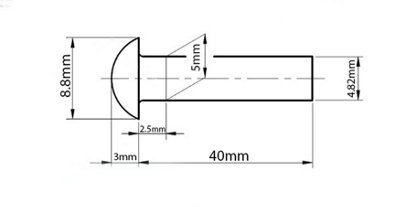 M5 (5mm x 40mm) Solid Zinc Plated Steel Button Round Head Rivets DIN 660 (Pack of 50)