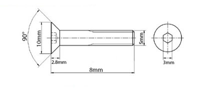 M5 (5mm x 8mm) - Pack of 50 - ISO 10642- Black Zinc Flake High Tensile ...