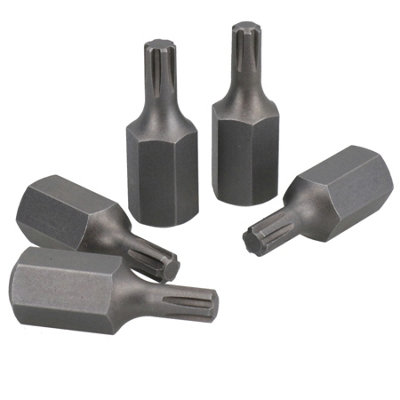 M5 Male Short (30mm) Ribe Bit 5 Pack With 10mm Hex End S2 Steel Bergen