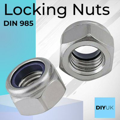 M6 (4 pcs) Premium Locking Nuts Nylon insert Lock Nut Steel Nyloc DIN 985