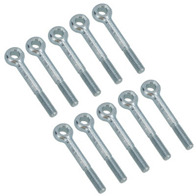 M6 50mm Eye Bolt 10 Pack Zinc Plated Threaded Rings DIN444 Catenary Wire