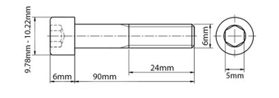 M6 (6mm x 90mm) - Pack of 50 - ISO 4762 - Black High Tensile 12.9 Cap ...