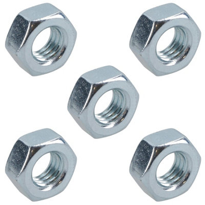 M6 x 1.0mm Hex Full Nut Fastener Hexagonal Metric Nuts Grade 8 Zinc ...