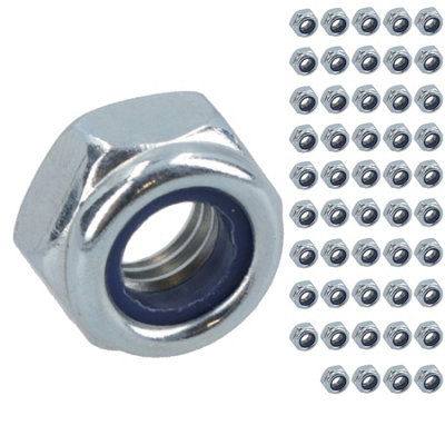 M6 x 1.0mm Nyloc Nut Fastener Hexagonal Metric Nuts Grade 8 Zinc Plated ...