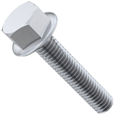 M6 x 20mm Flanged Hex Head Bolts ( 10 pcs ) Stainless Steel Flange Bolt Fully Threaded Hexagon ...