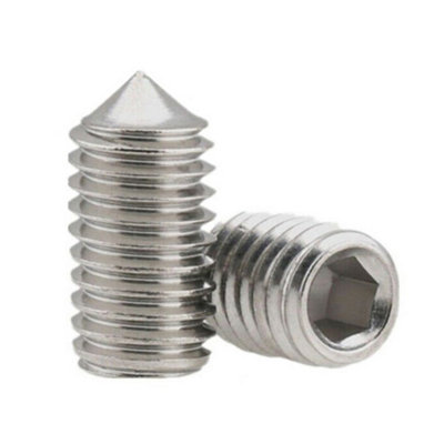 M6 x 6mm Allen Key Grub Screws Cone Point Screws Stainless Steel A2 DIN ...