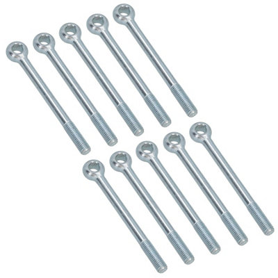 M8 100mm Eye Bolt 10 Pack Zinc Plated Threaded Rings DIN444 Catenary Wire