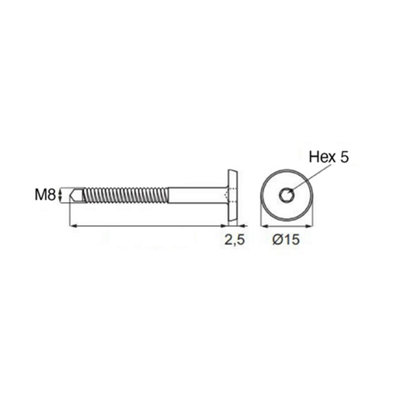 M8 8mm 60mm Long Furniture Connecting Bolts Hex Allen Key Flathead For ...