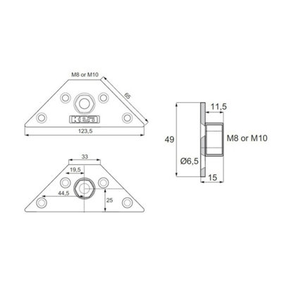 M8 8mm Triangular Heavy Duty Table Leg Feet Mounting Fixing Furniture ...