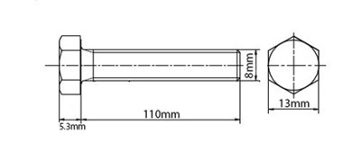 M8 (8mm x 110mm) - Pack of 50 - DIN 933 - Hexagon Head Bolts High ...