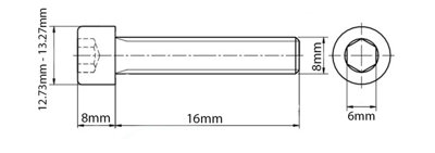 M8 (8mm x 16mm) - Pack of 50 - ISO 4762 - Black High Tensile 12.9 Cap ...