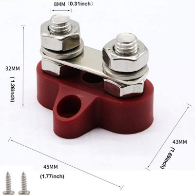 M8 Battery Terminal Block Connector Kit for DC 12V/24V Cars and Boats ...