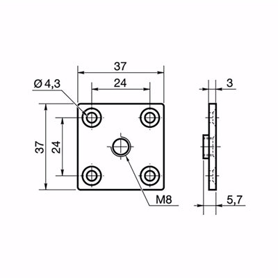 M8 Furniture Fixing Plates Flat Design Ideal to Attach Furniture Feet ...