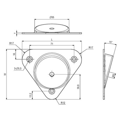 M8 Triangular Furniture (90 Degree Angle) Fixing Plates Flat Design ...
